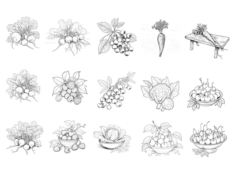 100 Fruits and Vegetables Coloring Pages | Vegetable Coloring Pages ...