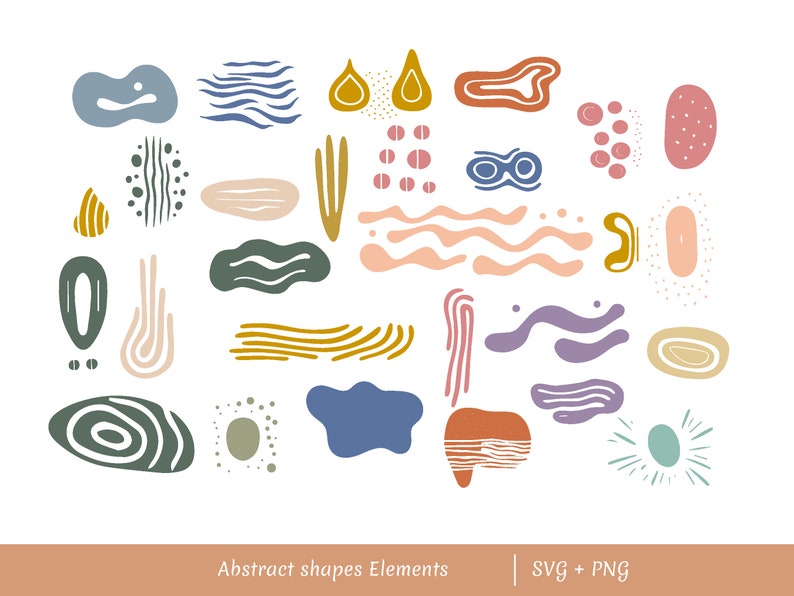 Abstract Shapes Svg Elements, Abstract Boho, Abstract SVG and PNG Shapes, Unique Hand Drawn Svg ...
