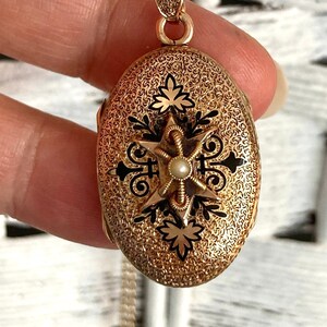 Antique Gold Locket, 9k Gold Oval Lockets,gold Pearl and Enamel Locket ...