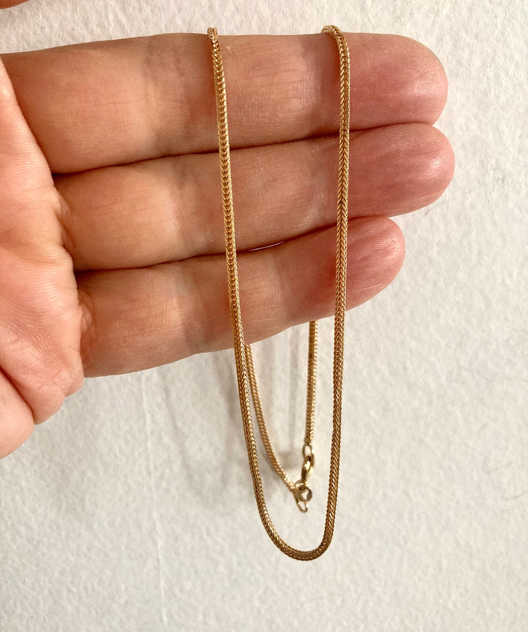 18k Gold Vintage Chain, 16 Inch Solid Gold Chain, 18ct Gold Franco ...