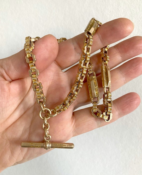 Vintage antique solid gold watch chain necklace, heav… - Gem