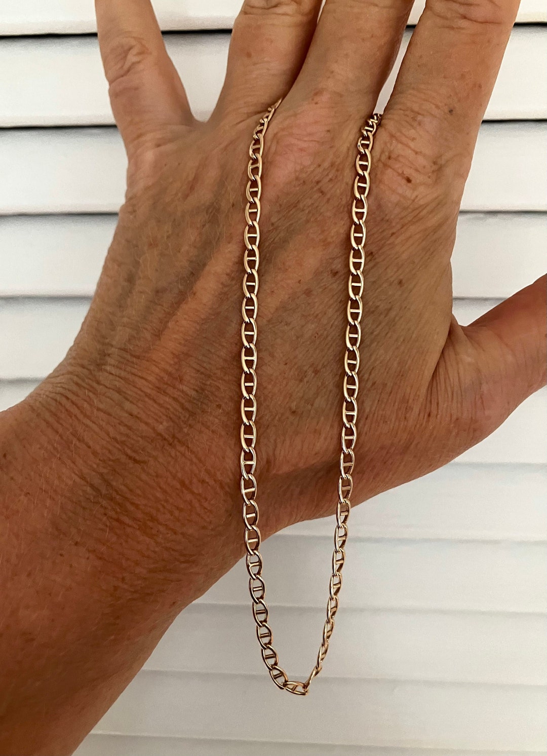 Vintage 9ct Gold Chain. 17.5 Inch Long Gold Chain.gold Anchor Link ...