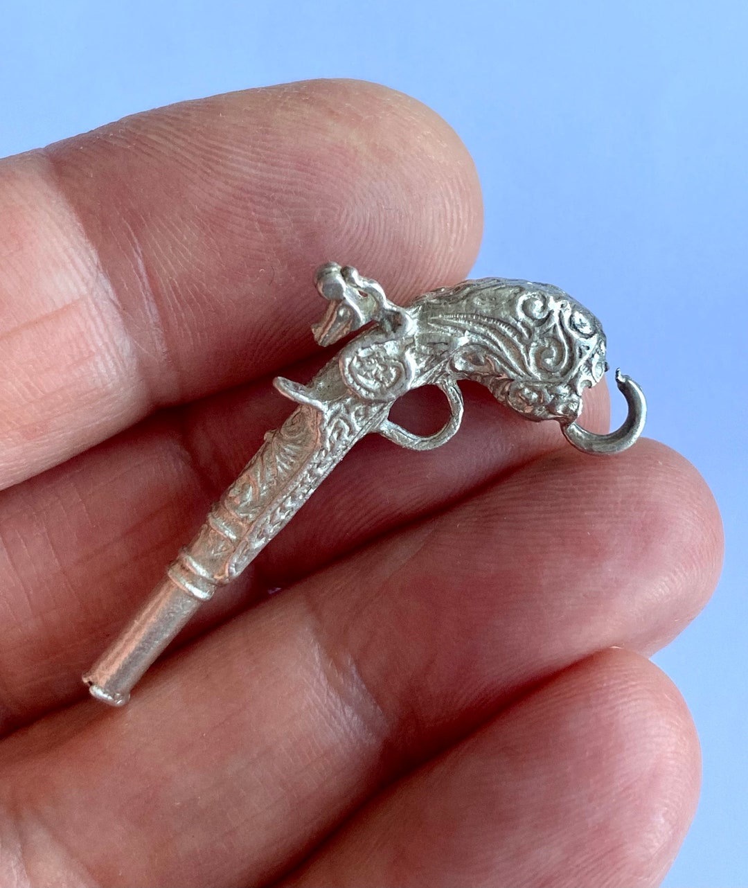 Silver Pistol Bracelet Charm,flintlock Pistol,small Vintage Pistol ...