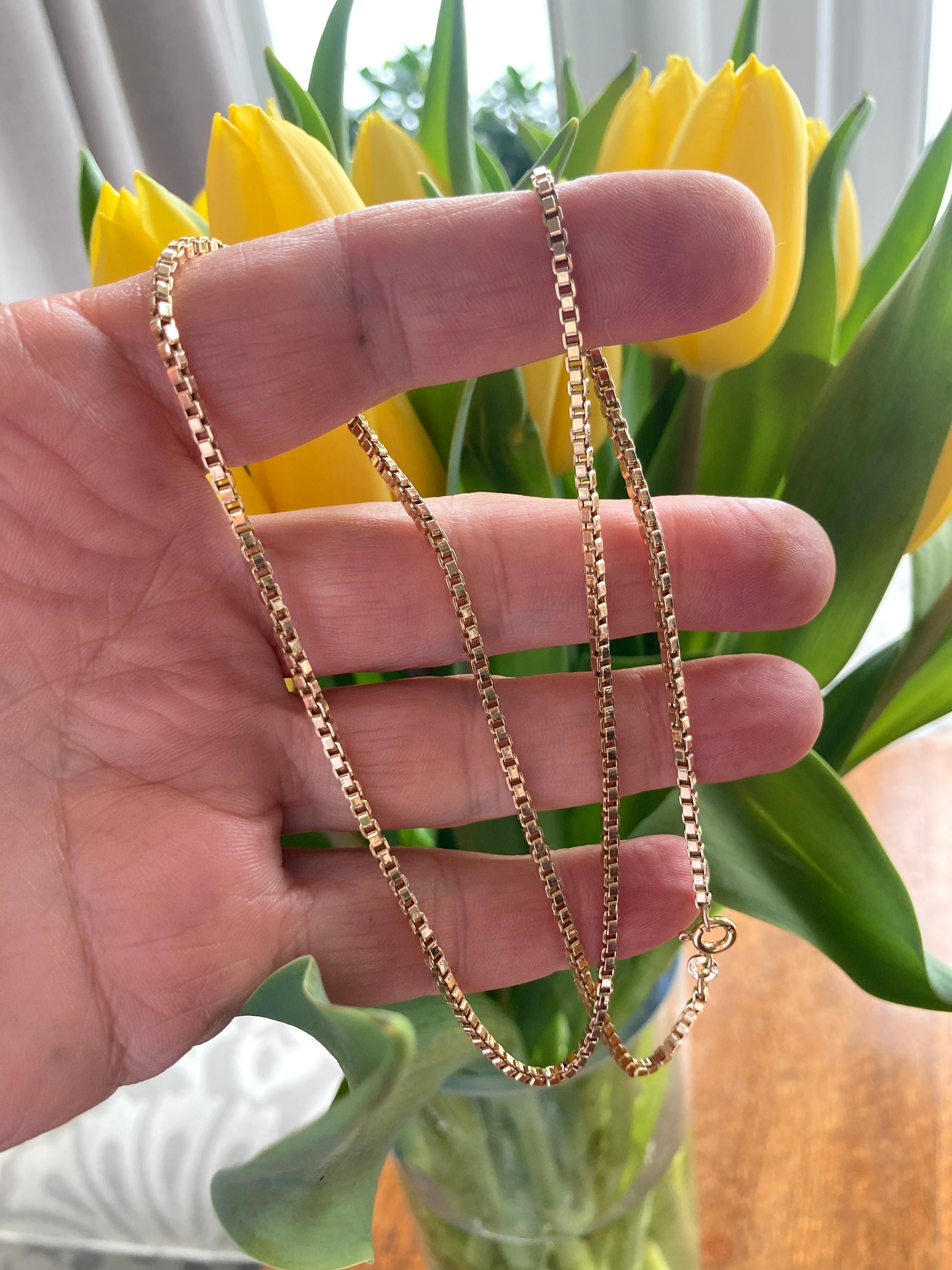 Vintage Plain Solid 9ct Gold Chain, Fine Solid Gold Chain, Hallmarked ...