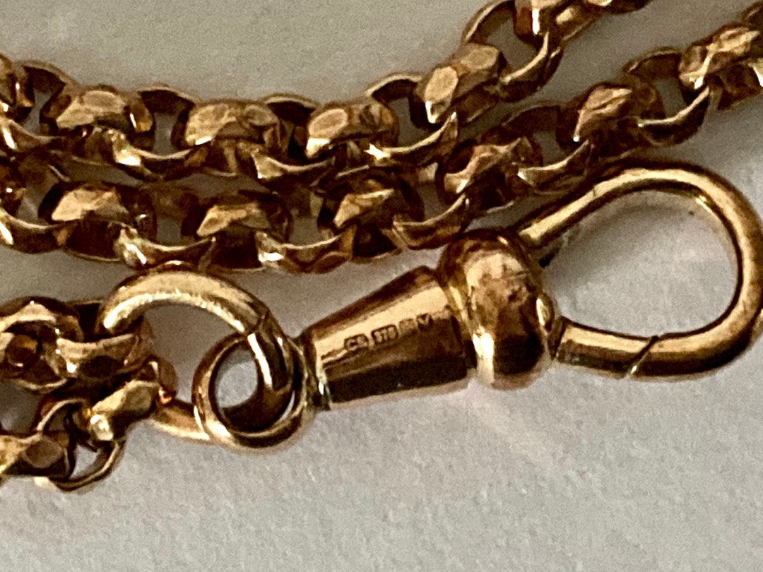 Antique Extra Long Solid Gold Chain, 56 Inch Solid 9ct Gold Muff Chain ...