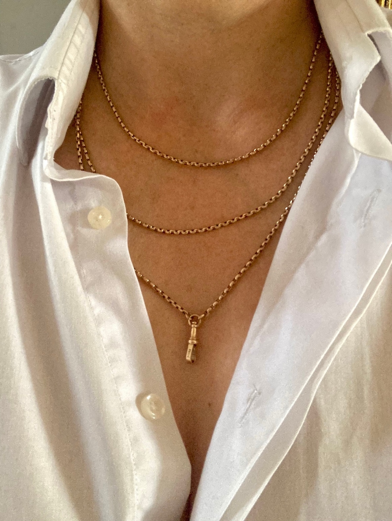 Solid Gold Antique Guard Chain, 62.5 Inch Solid 9ct Gold Muff Chain 26 ...