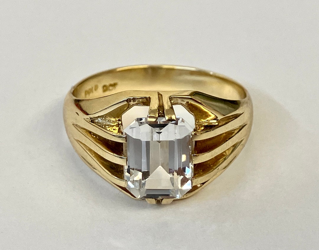 Vintage Gypsy Set 9ct Gold Signet Ring With Octagonal Spinel, Gypsy Set ...