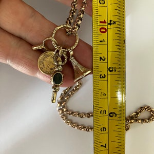 Antique Gold Charm Necklace.old 9k Gold Fob Chain.victorian Watch Chain ...