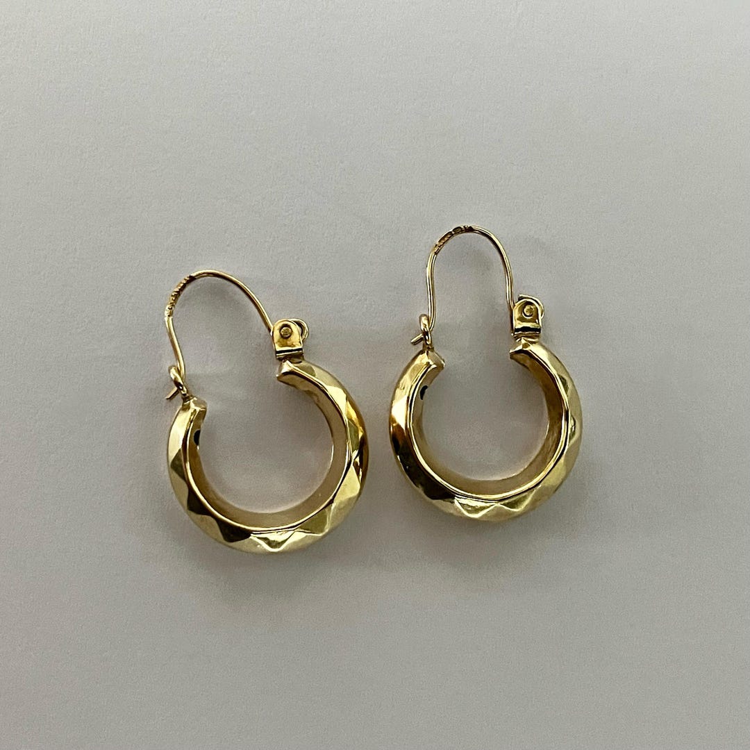 Pretty Little Vintage 9ct Gold Creole Hoop Earrings.vintage 9k Gold ...