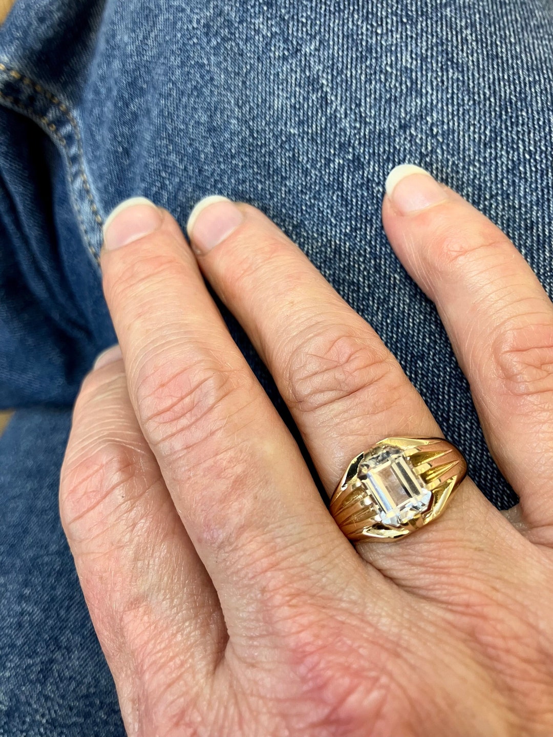 Vintage Gypsy Set 9ct Gold Signet Ring With Octagonal Spinel, Gypsy Set ...