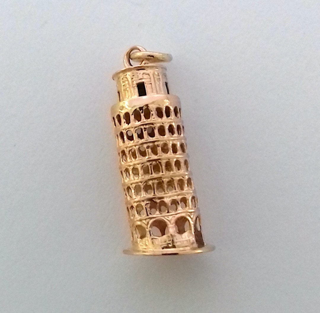 18k Gold Vintage Leaning Tower of Pisa Italian 3D Charm or Pendant ...
