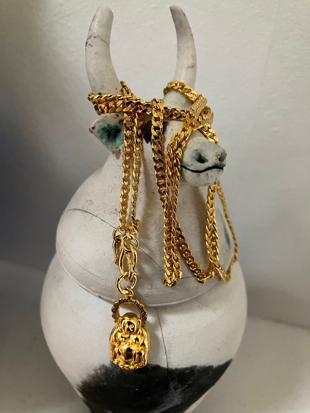 Solid 24ct Gold Long Pendant and Chain 24ct Gold Buddha - Etsy