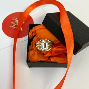 Vintage Gypsy Set 9ct Gold Signet Ring With Octagonal Spinel, Gypsy Set ...