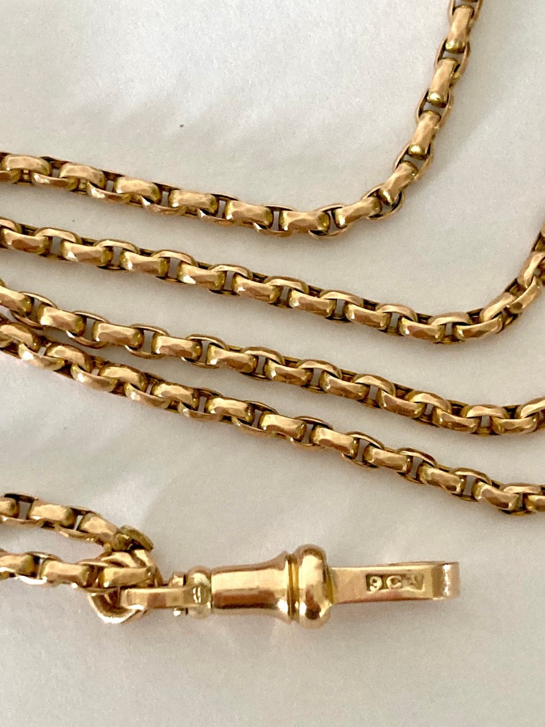 Solid Gold Antique Guard Chain, 62.5 Inch Solid 9ct Gold Muff Chain 26 ...