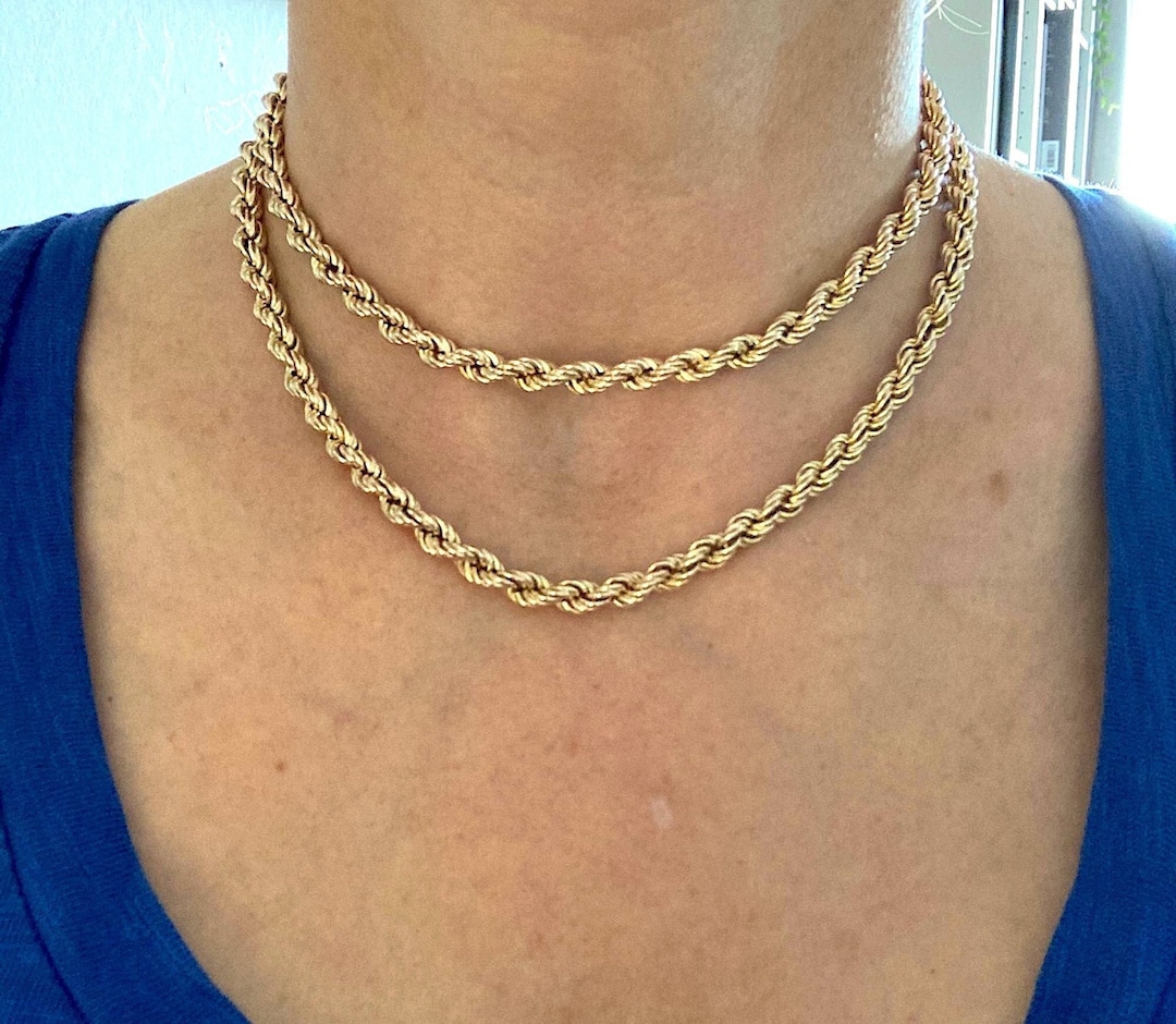 Vintage Heavy 9ct Gold Rope Chain, 32 Inch Gold Chain, Long Heavy 9ct ...