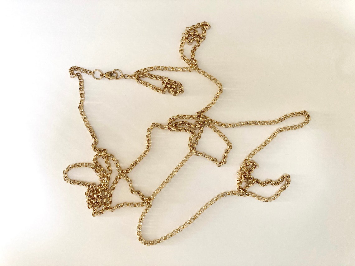 Vintage Very Long Solid Gold Chain Long Guard Chain 9k Gold - Etsy