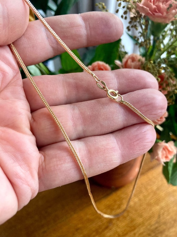 18k gold vintage chain, 16 inch solid gold chain, 18c… - Gem