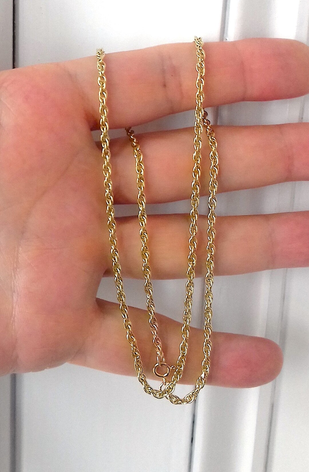 Vintage Short 9ct Gold Chain,short Gold Rope Chain.5.3g.17.5 Inch Real ...