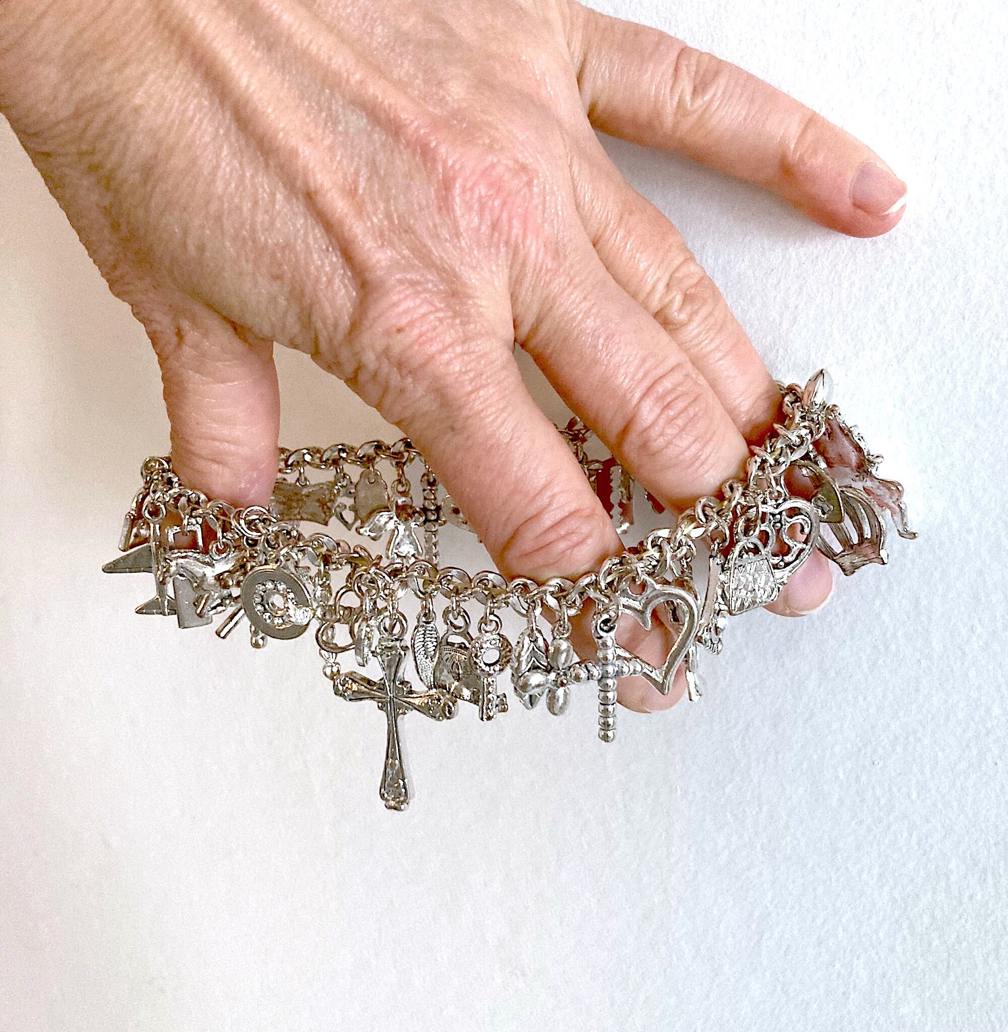 Vintage Full Charm Braceletsilver Plated Full Charm - Etsy UK