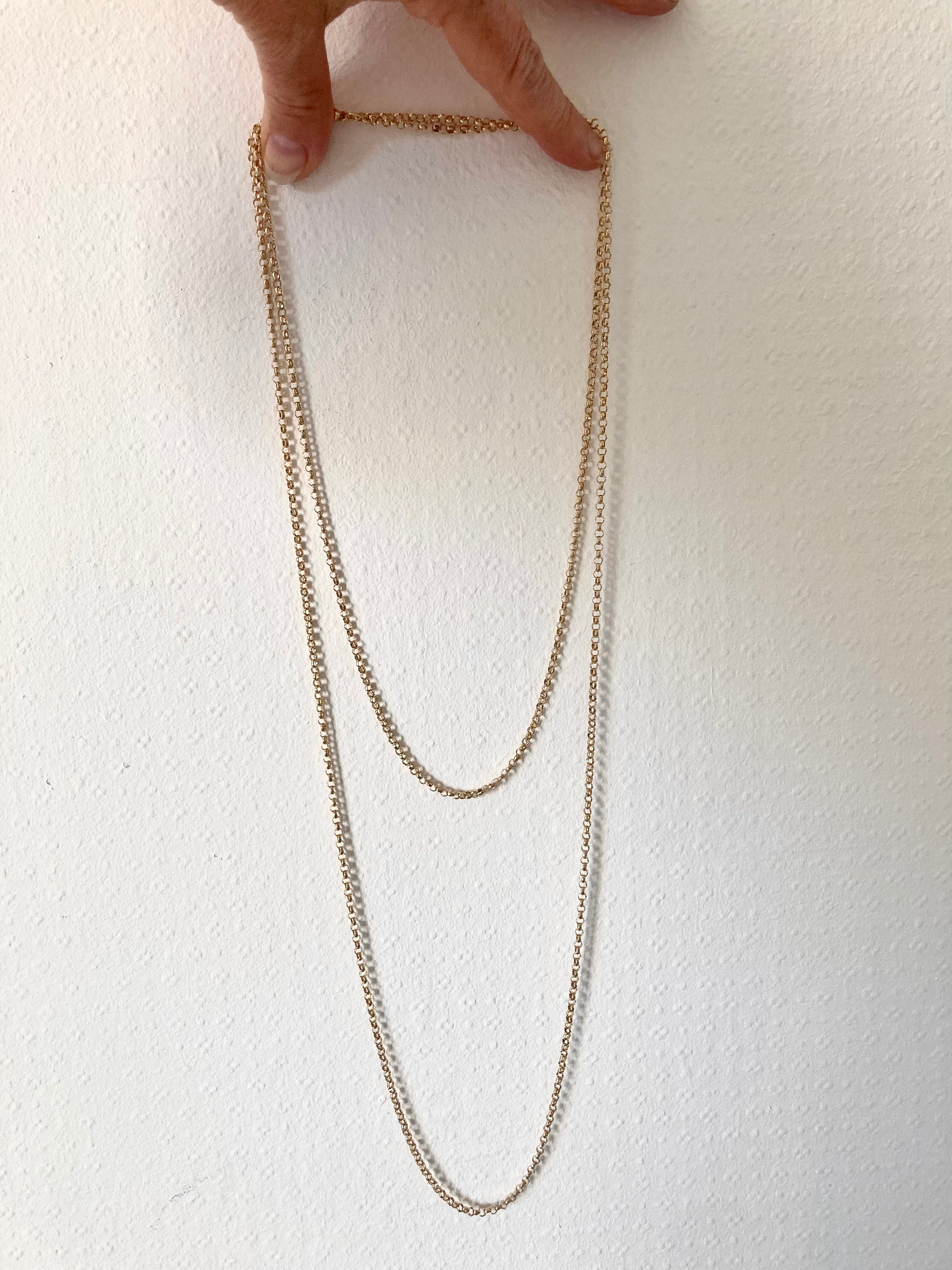 Vintage Very Long Solid Gold Chain, Long Guard Chain, 9k Gold Muff ...