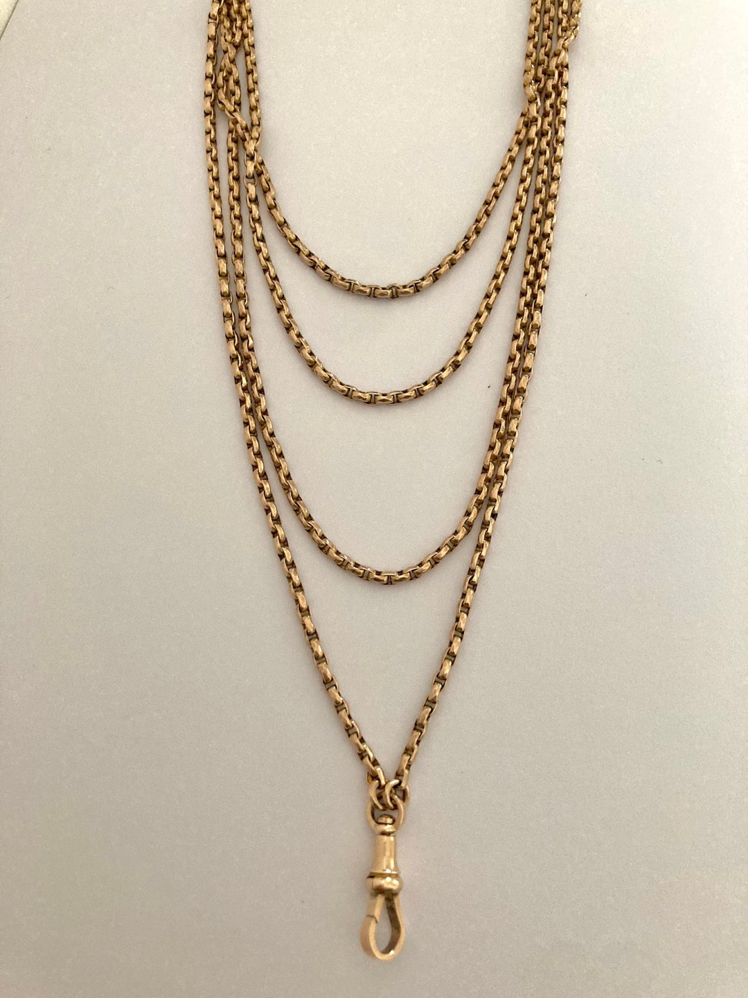 Solid Gold Antique Guard Chain, 62.5 Inch Solid 9ct Gold Muff Chain 26 ...