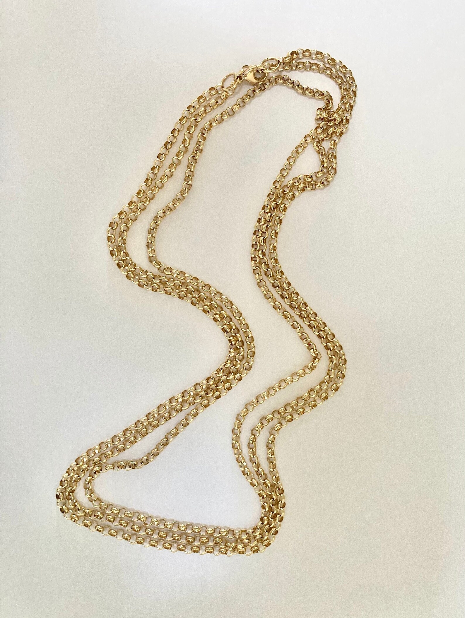 Vintage Very Long Solid Gold Chain, Long Guard Chain, 9k Gold Muff ...