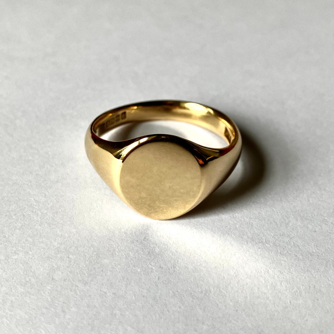 Mens 9ct Gold Signet Ring, Plain 9k Gold Oval Signet Ring,finger Size V ...