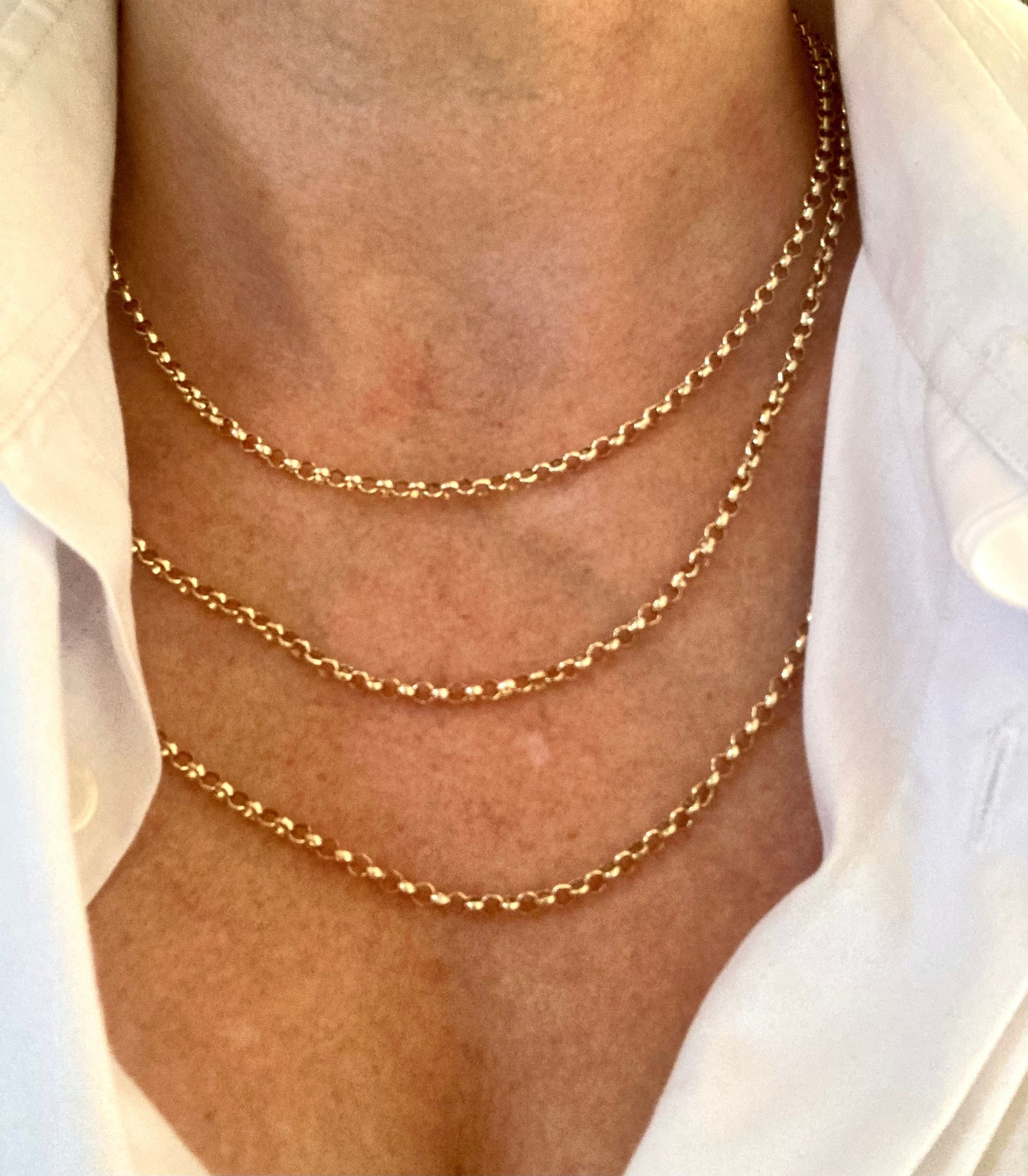 Vintage Very Long Solid Gold Chain, Long Guard Chain, 9k Gold Muff ...
