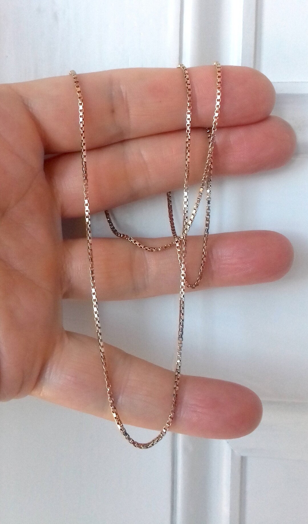 Vintage Short 9ct Gold Box Chain, Solid Hallmarked Gold Layering Chain ...