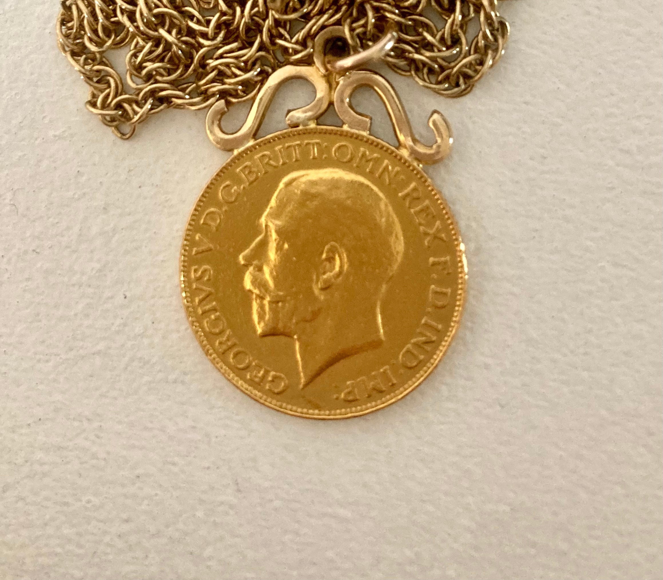 Antique 22ct Gold Sovereign Necklace, Vintage Sovereign on Chain, Gold ...