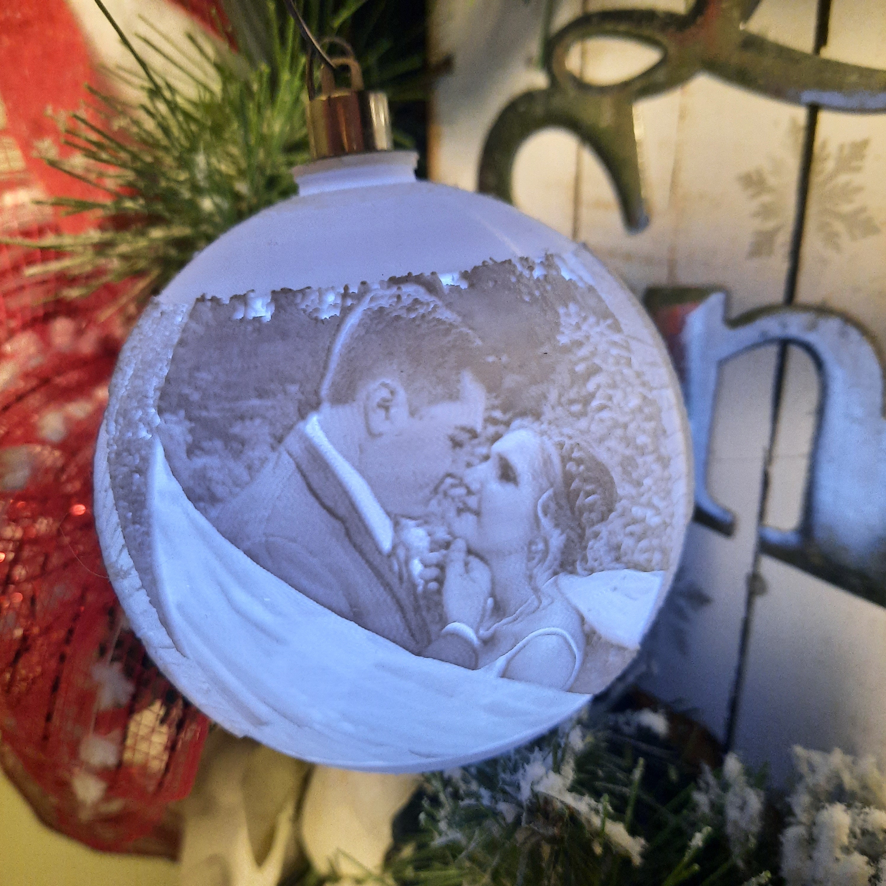 Customizable 3D Printed Photo Ornament - Lithophane Photo Ornament - Etsy