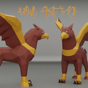 Griffin Pdf Templates, Papercraft, Lowpoly, Fanart, Mitologia ...
