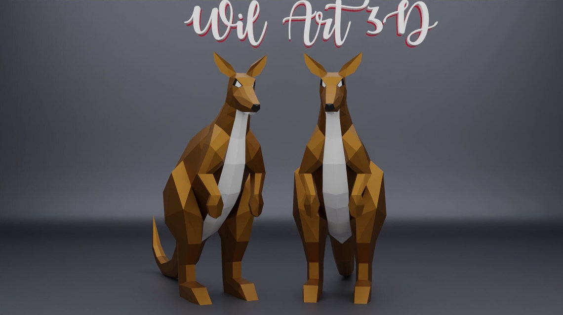 Kangaroo Papercraft, Pdf Templates,lowpoly, Animales, Figuras ...