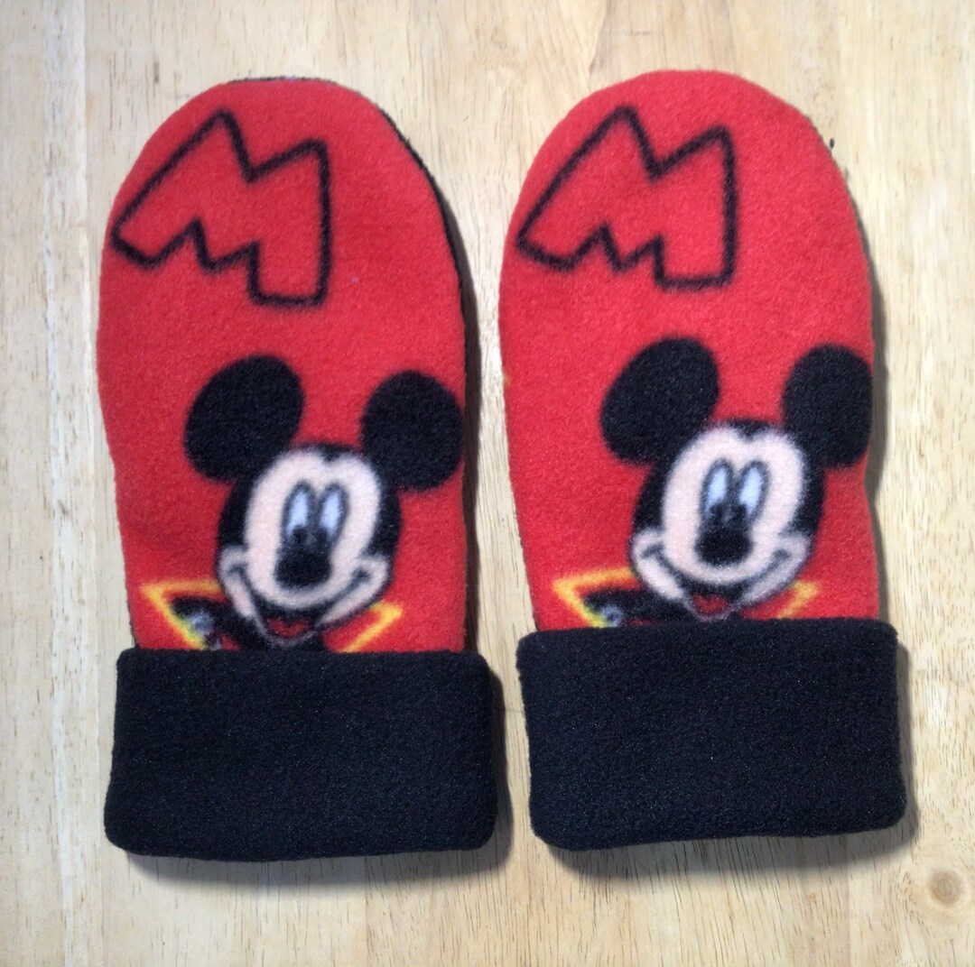 Kids Mickey Mouse Print Fleece Mittens - Etsy