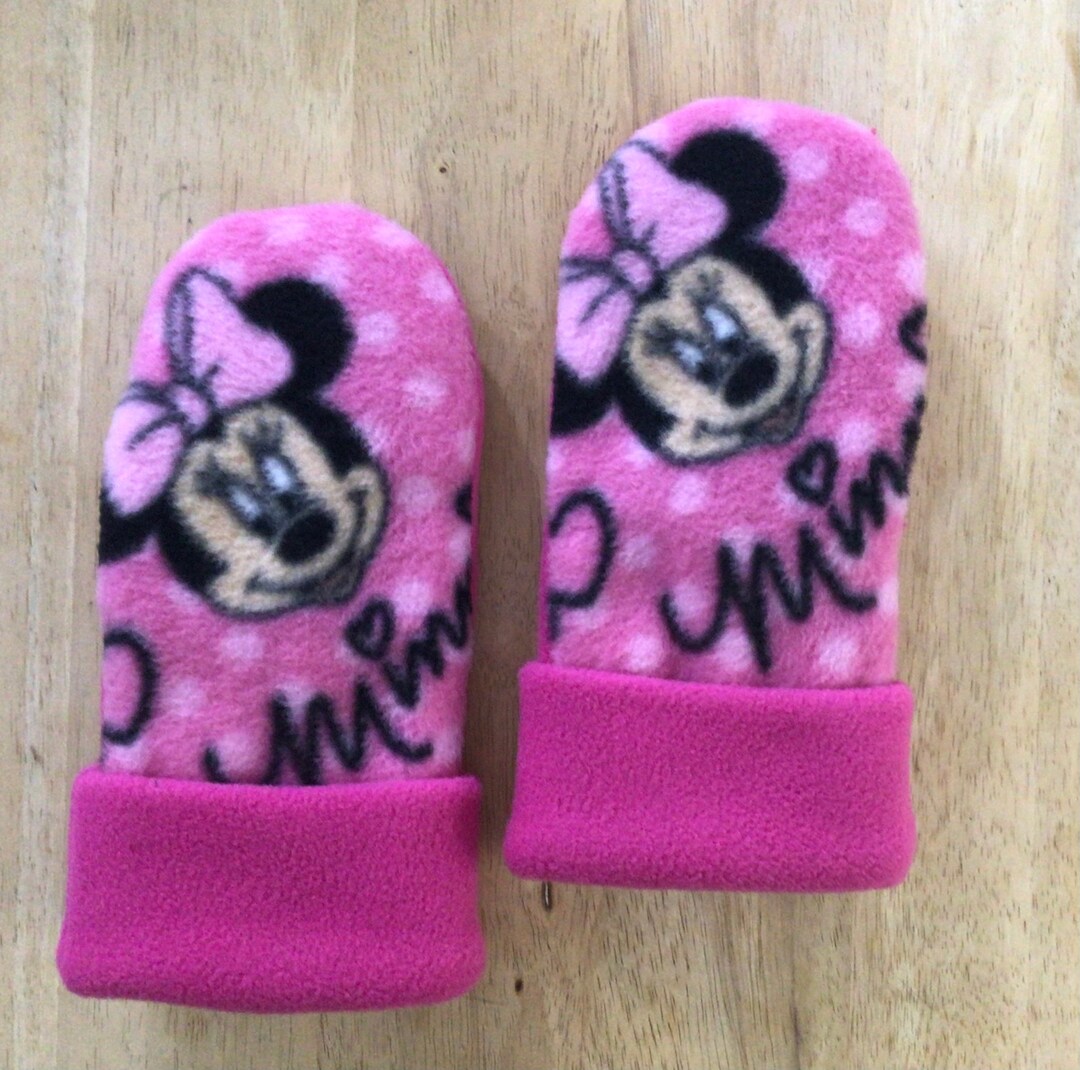 Kids Minnie Mouse Print Fleece Mittens - Etsy
