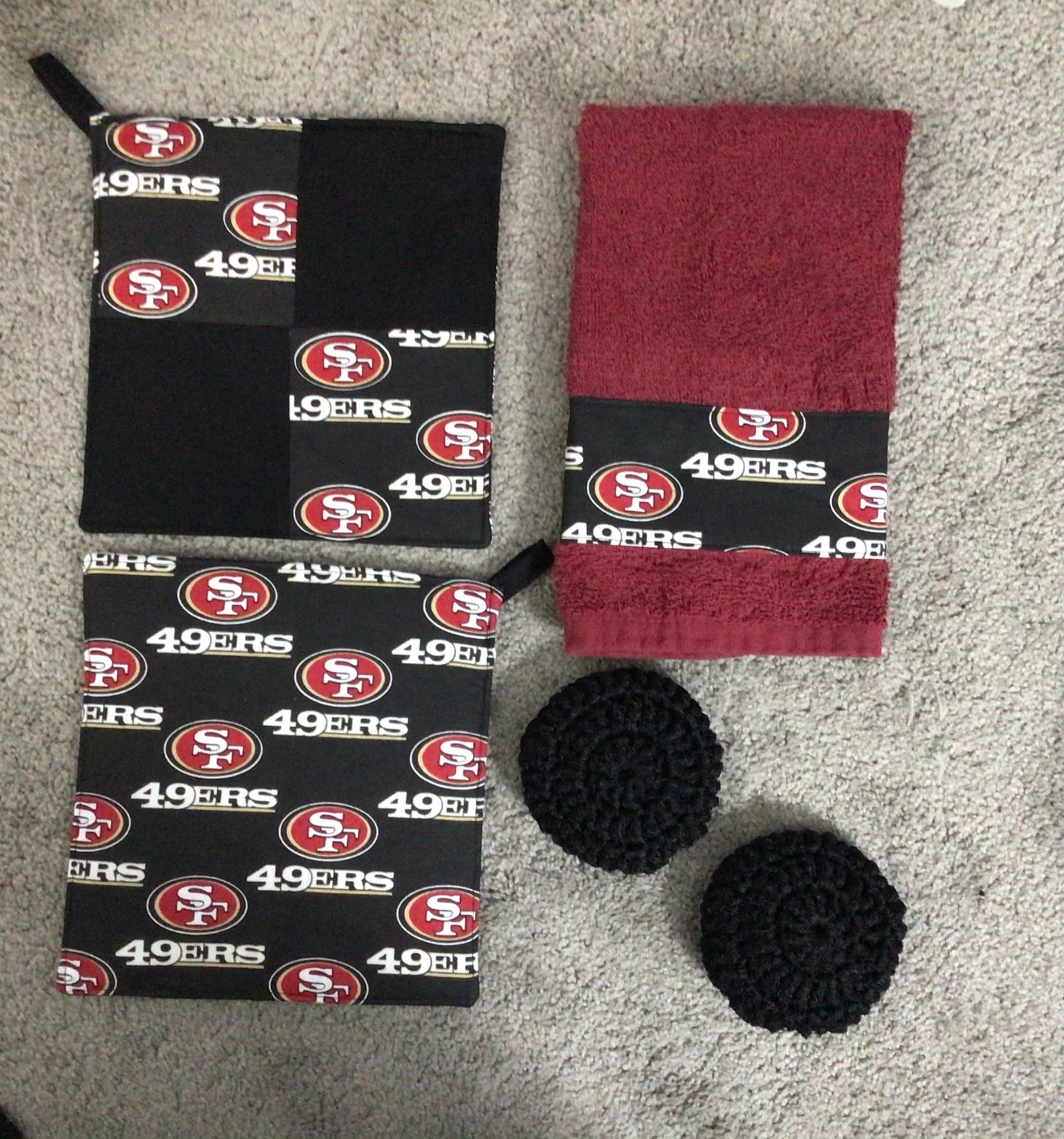 San Francisco 49ers Potholders, Towel and Scrubbies Set - Etsy