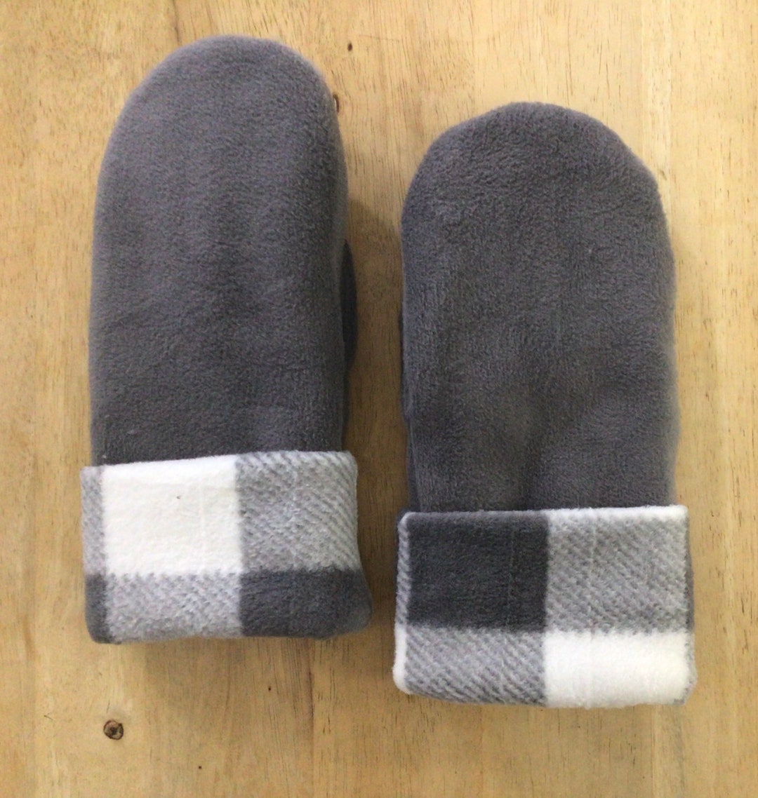 Gray and White Buffalo Plaid Womens Fleece Mittens - Etsy