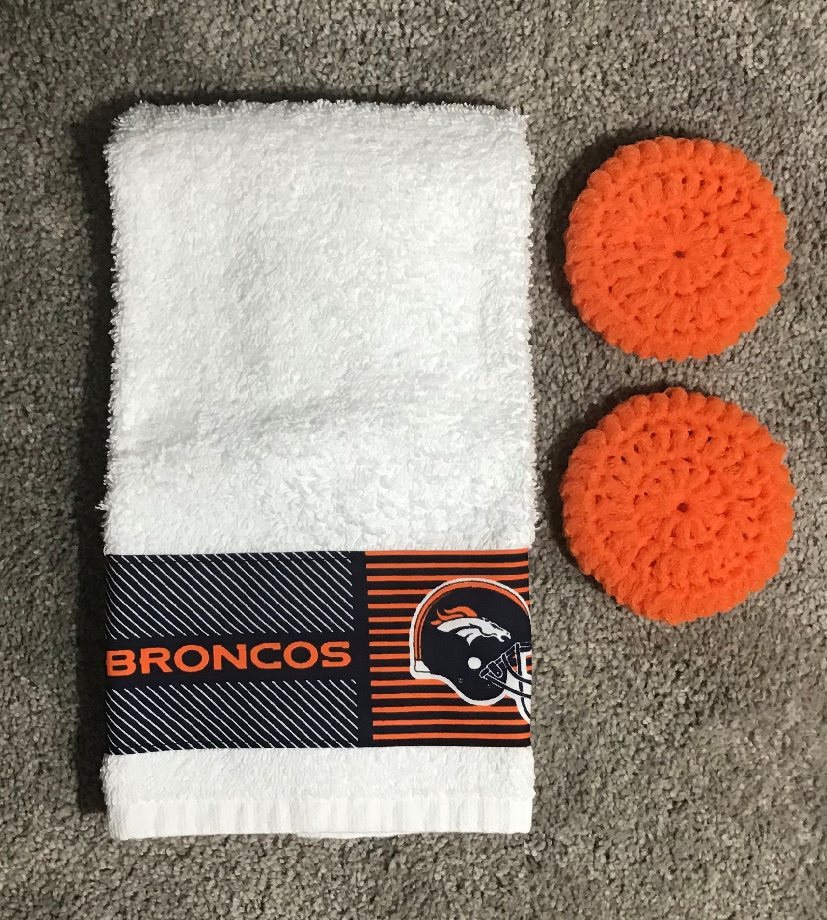 Denver Broncos Hand Towel and Scrubbies Set - Etsy
