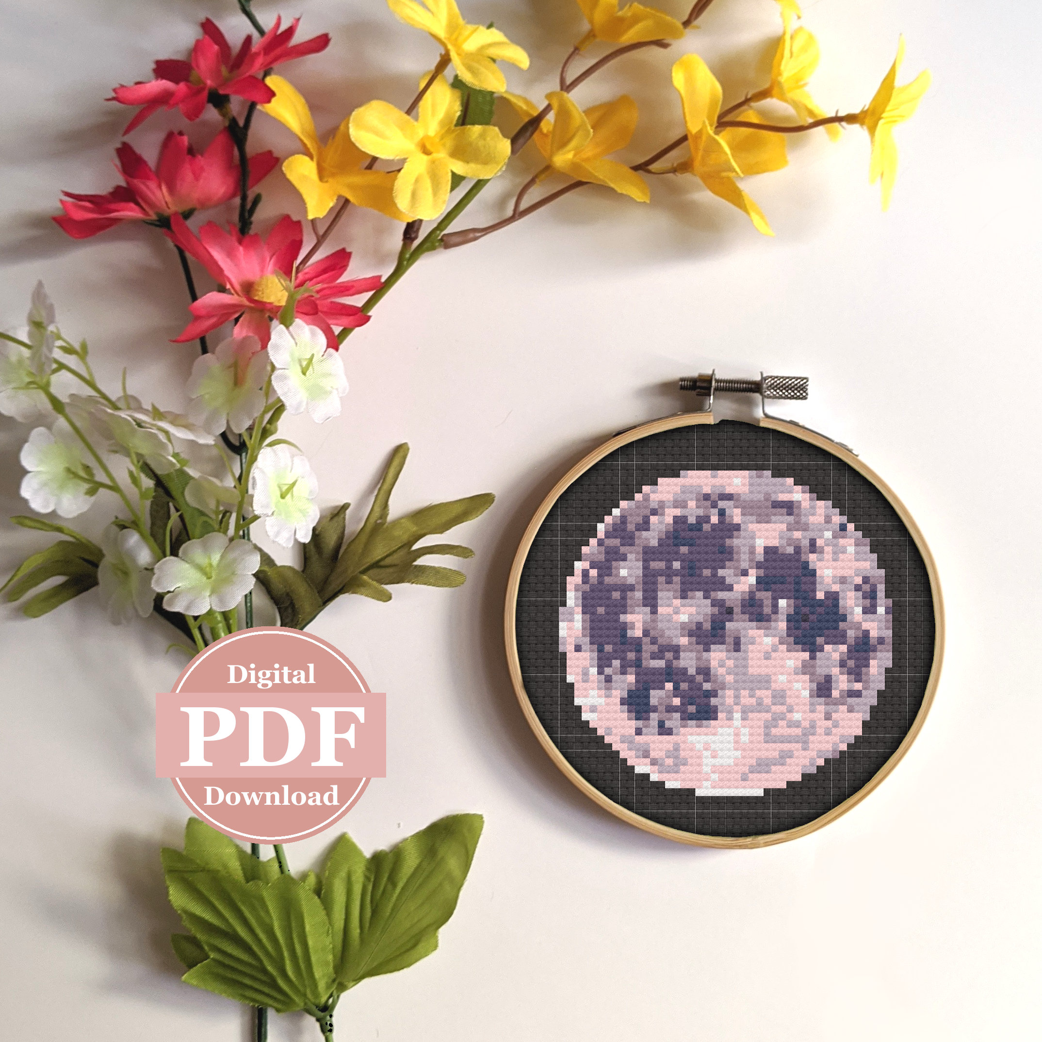 Cross Stitch Pattern Full Moon Intermediate Modern | Etsy