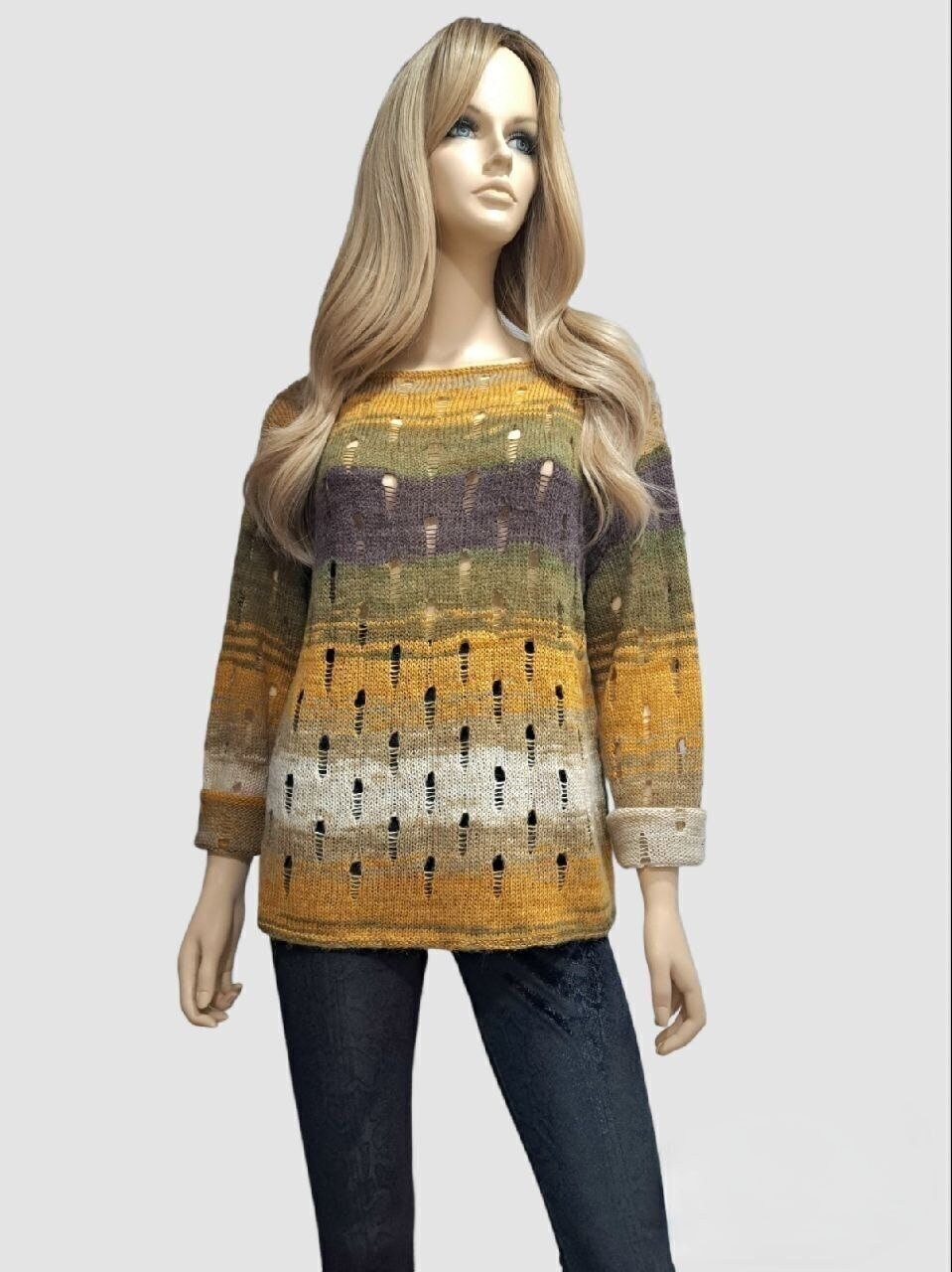 Autumn Sweater Women Handmade Jumper Boho Sweater Sweater With Holes ...
