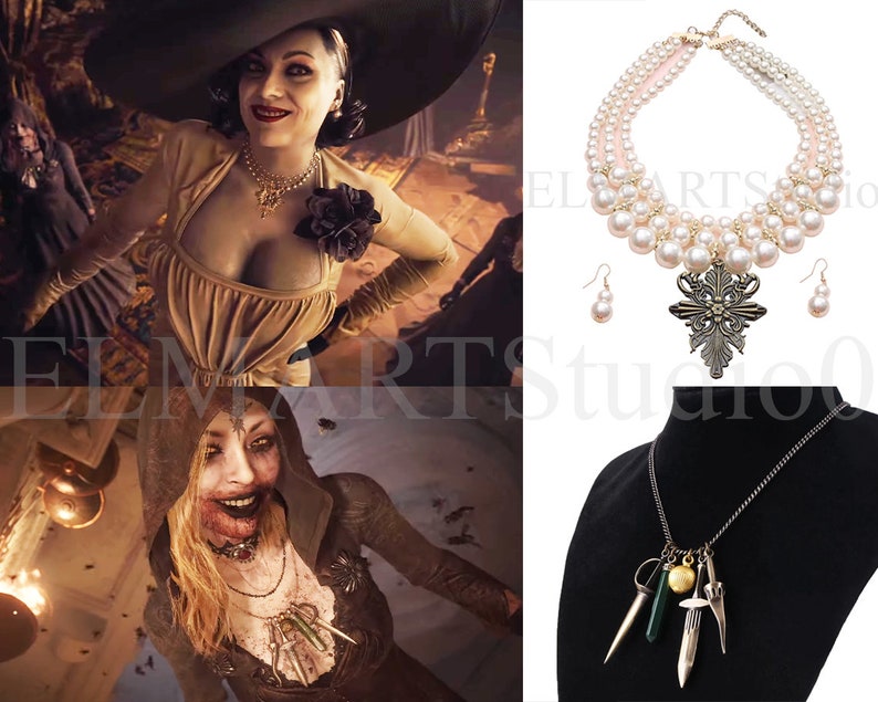 Resident Evil Lady Dimitrescu Hijas Collares / Resident Evil Village Cosplay Accesorios / Bela ...