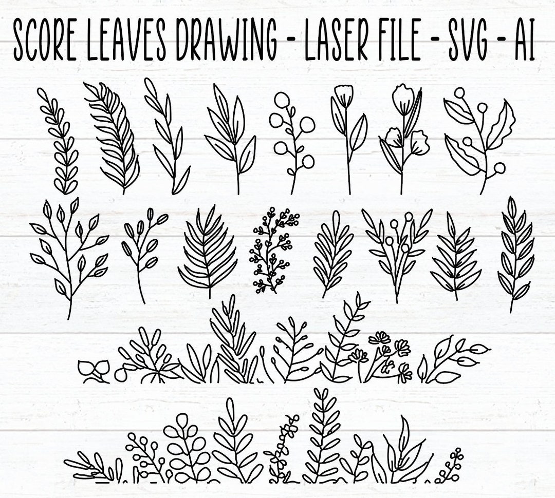 SCORE Leaves SVG | Score Design for Fast Cutting | Glowforge Laser File ...