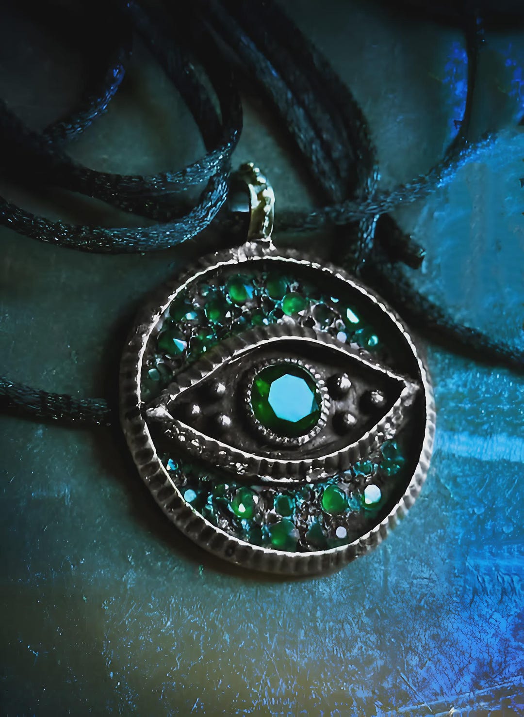 Emerald Evil Eye Amulet – Intuition & Protection Talisman, Artisan ...