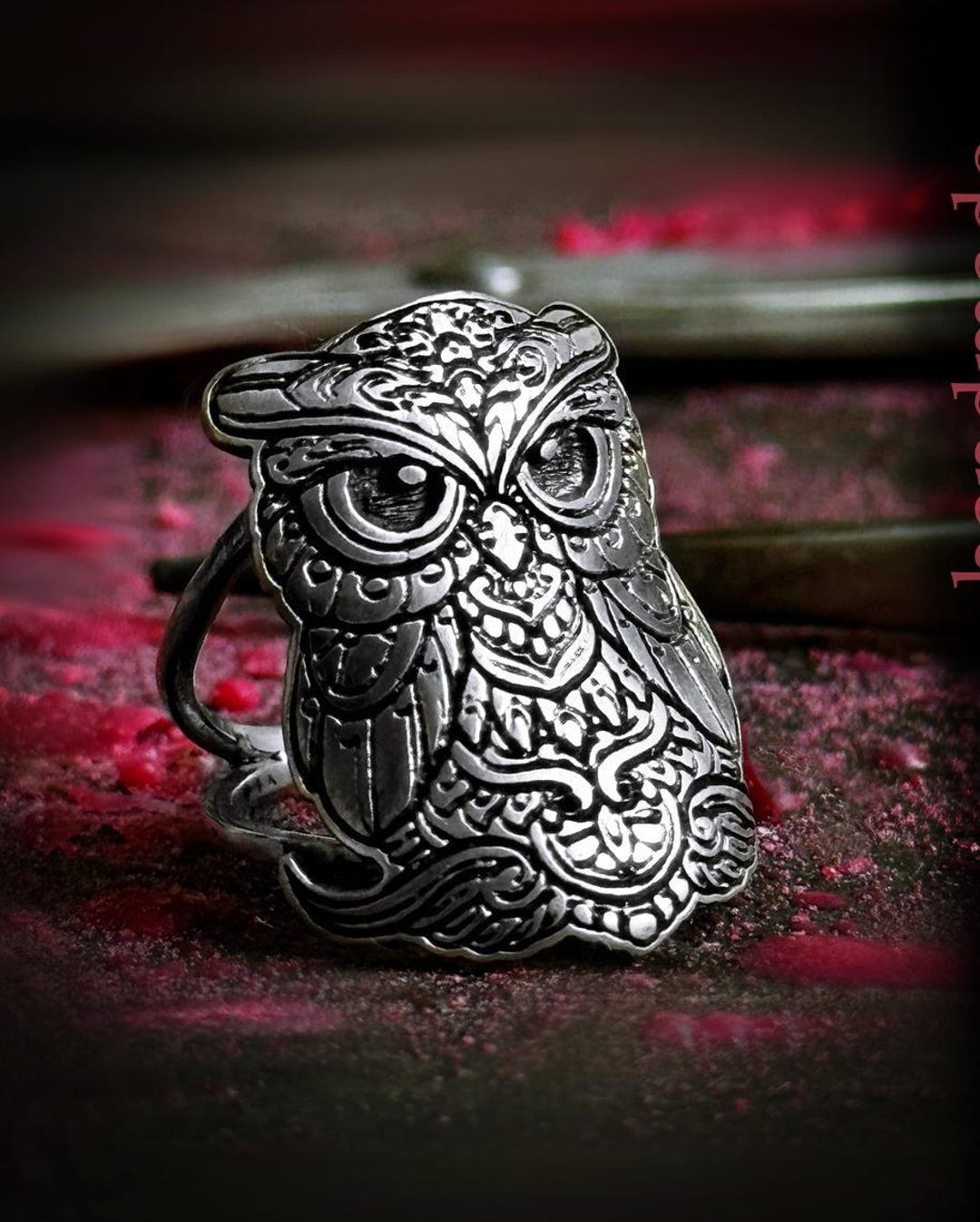 Handmade 925 Sterling Silver Owl Ring: Wild Signet Ring - Etsy