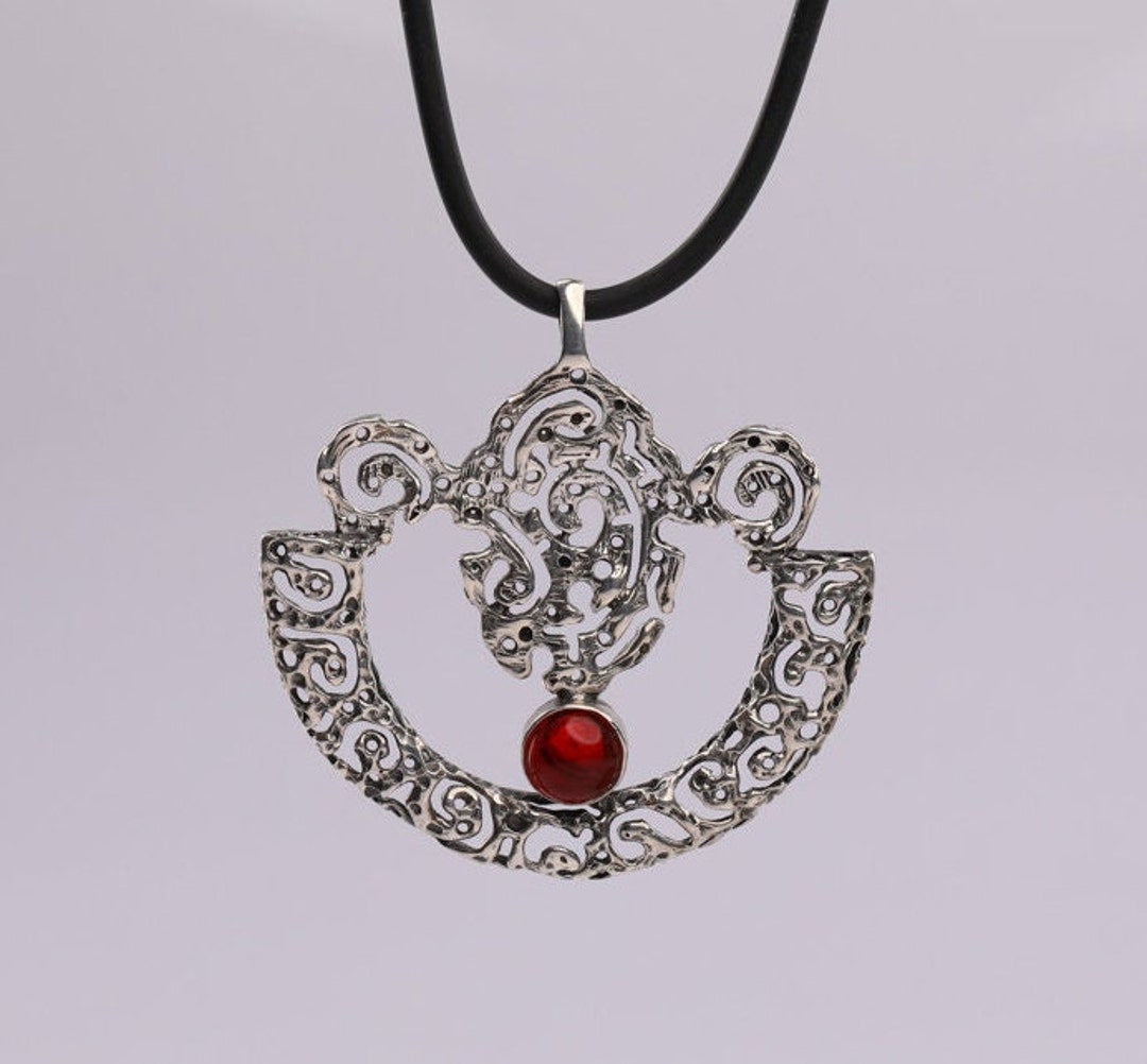 Pagan Huge Necklace, Filigree Big Necklace, Lace Silver Pendant - Etsy