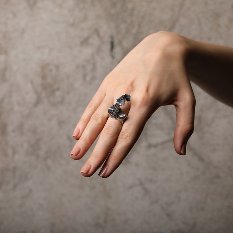 Guitar Ring Sterling Silver Guitar Ring Musican Christmas | Etsy