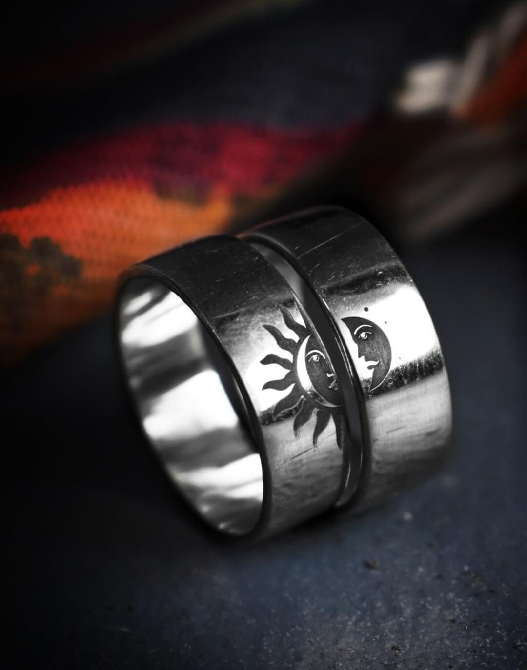 Sun and Moon Matching Rings, 2pcs Sun Moon Couple or Friends Bands - Etsy