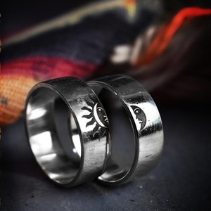 Sun and Moon Matching Rings, 2pcs Sun Moon Couple or Friends Bands - Etsy