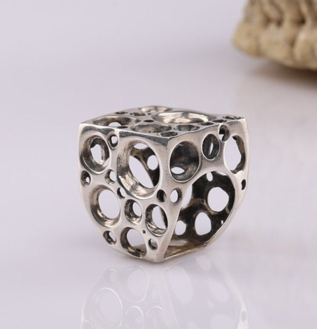 Cubism Silver Ring, Modern Art Ring, Abstract Ring, Square Ring ...