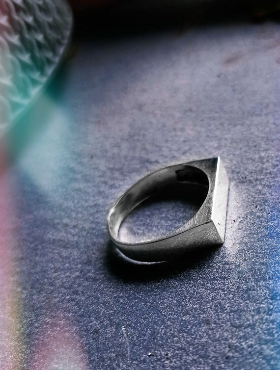 Silver Line Ring Rectangle Bar Ring Plate Line Bar | Etsy